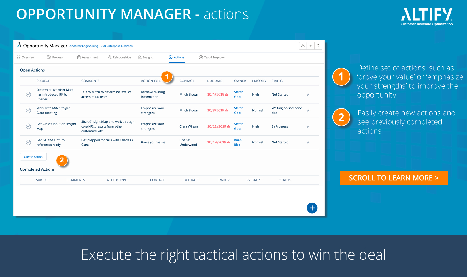 opportunity manager actions