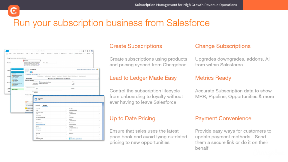 manage subscriptions without having to leave salesforce