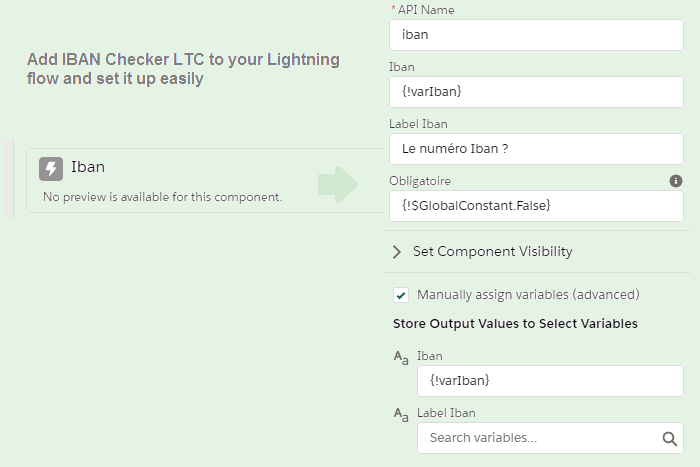add iban checker ltc to your lightning flows and set it up easily