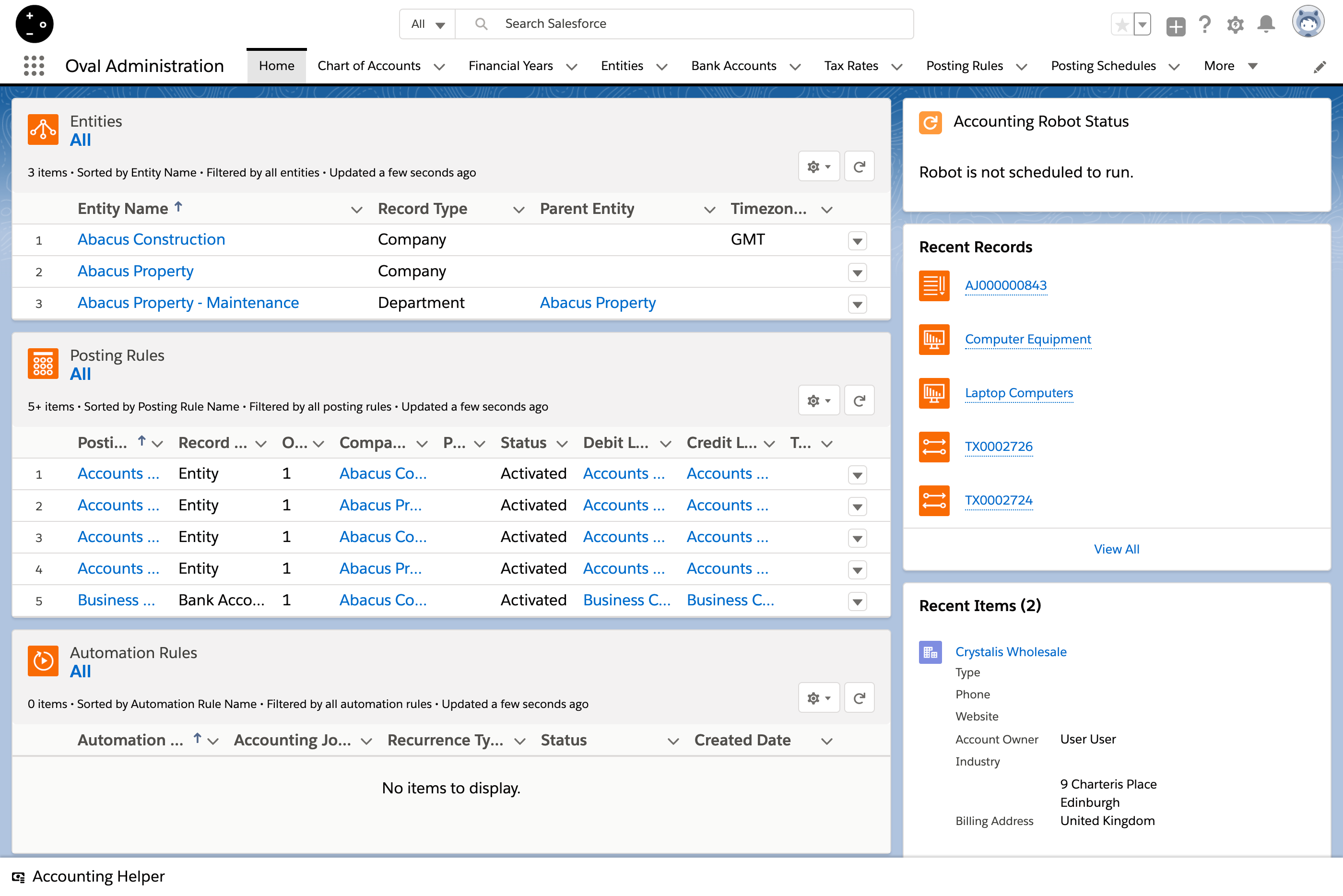 administration home page