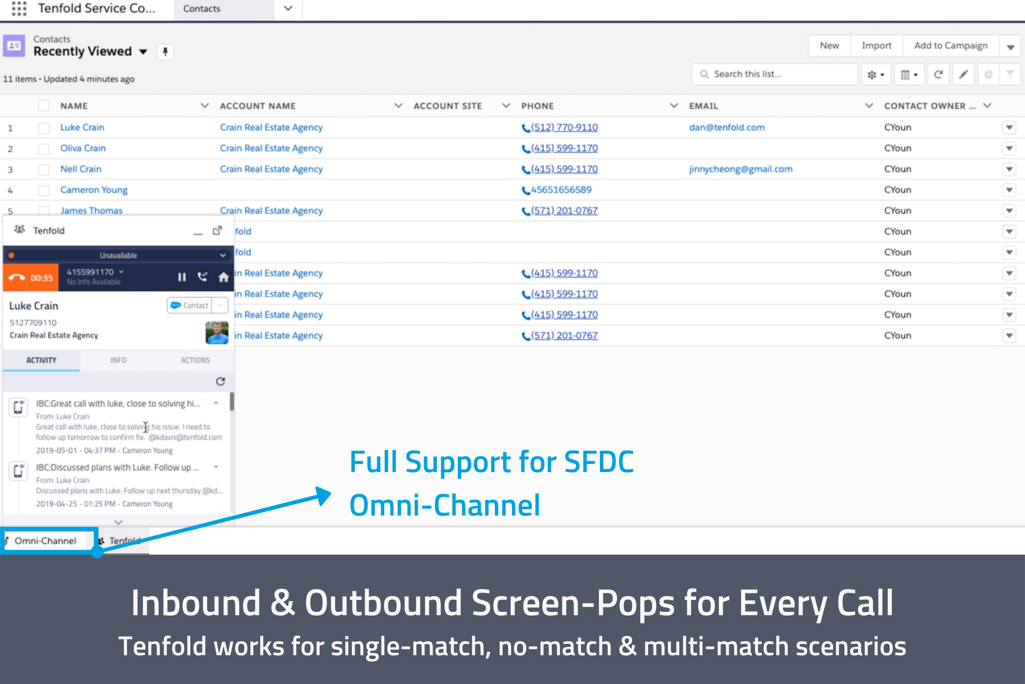 tenfold screen pops on every call fully embedded in salesforce classic ...