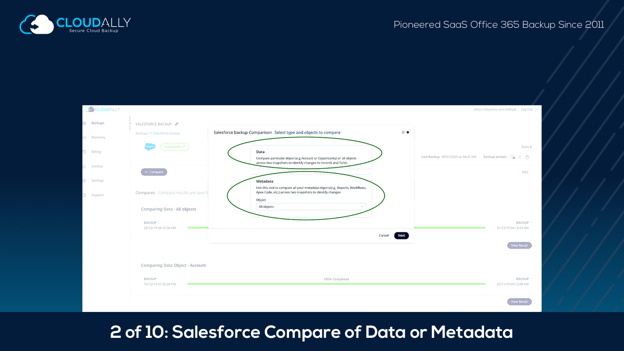 salesforce compare of data or metadata