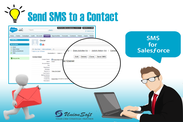 send sms to contacts salesforce classic