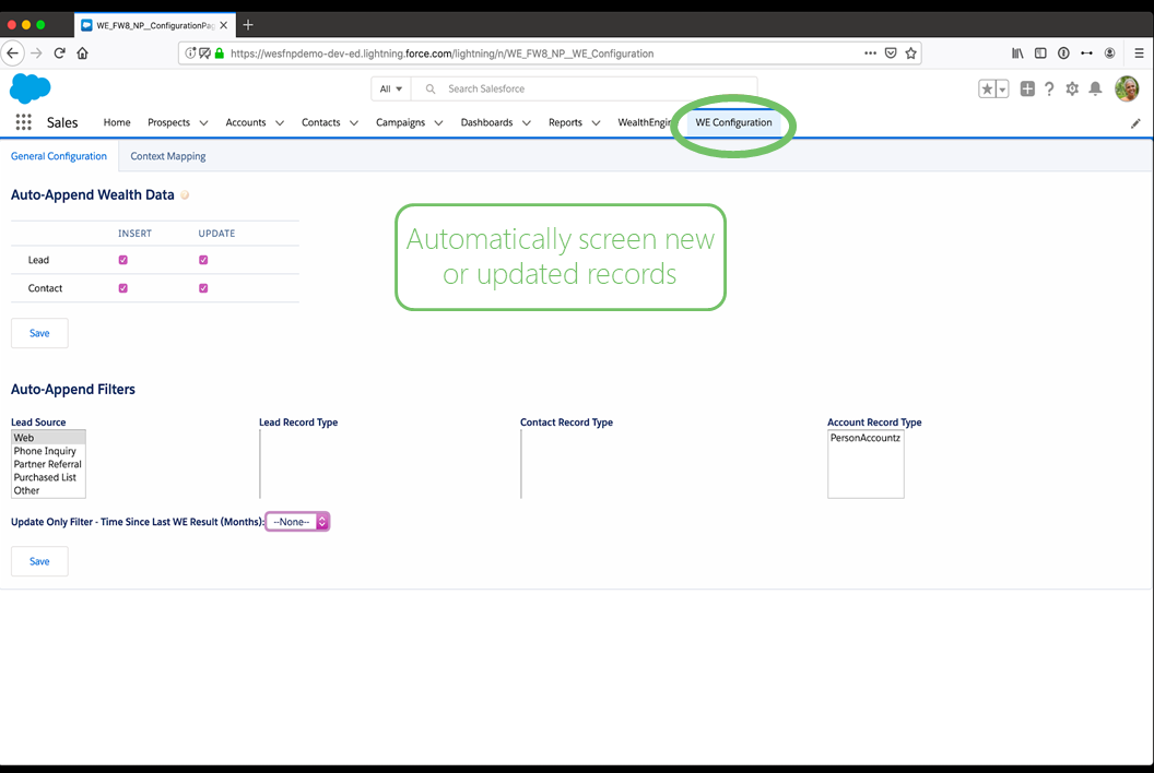 auto append wealth insights to contact or leads