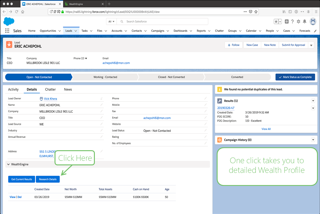 get detailed wealth profile inside salesforce