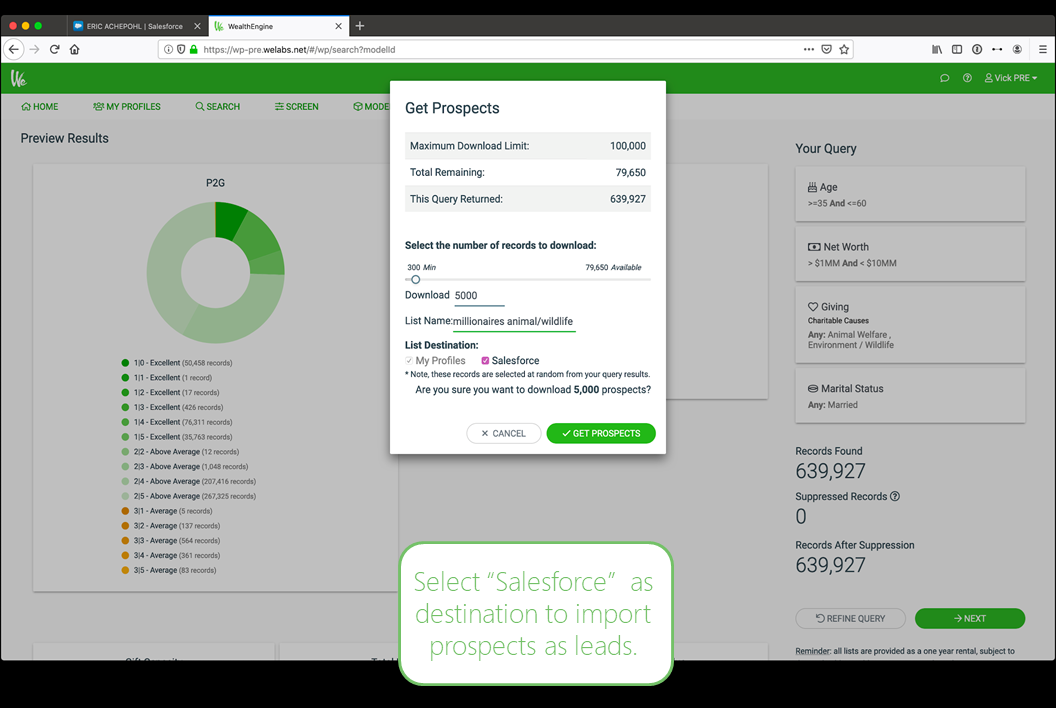 find net new prospects and send to salesforce