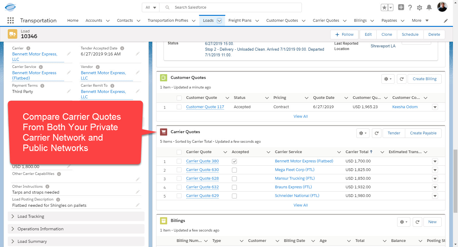 compare carrier quotes from both your private carrier network and ...