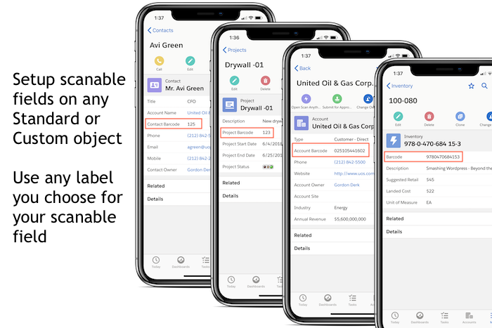 setup scannable fields on any object in salesforce standard or custom