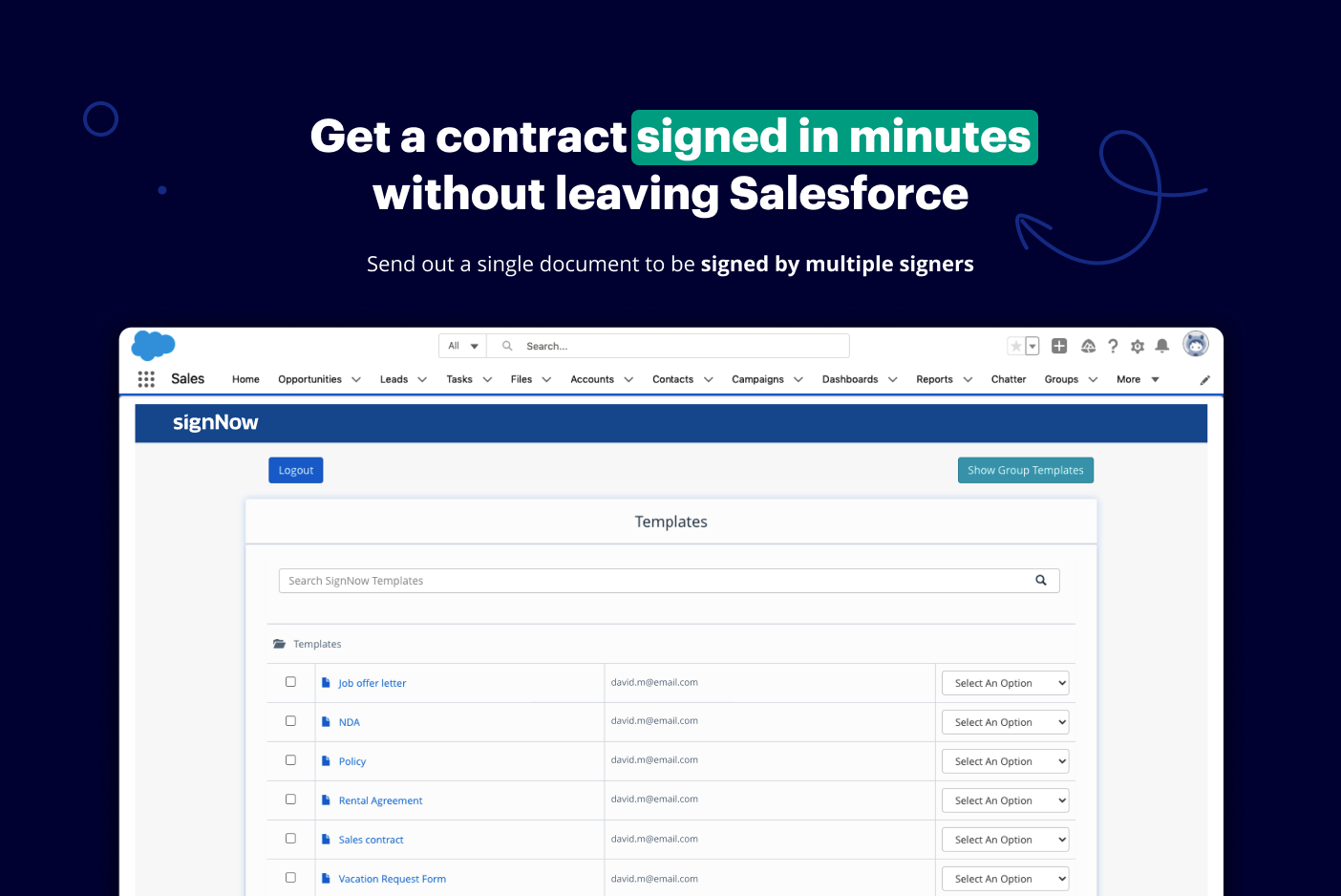 get a contract signed in minutes without leaving salesforce