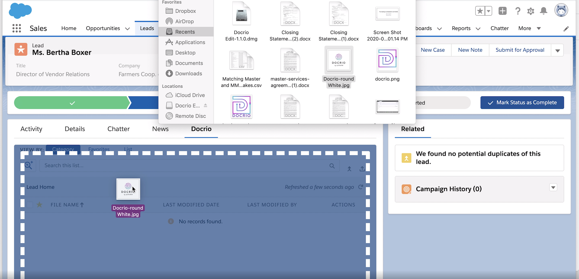 simply drag and drop to upload new documents