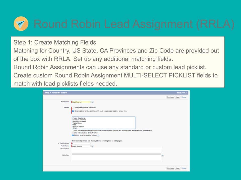 step 1 create matching fields