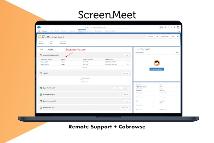 each session has its own details within the case object