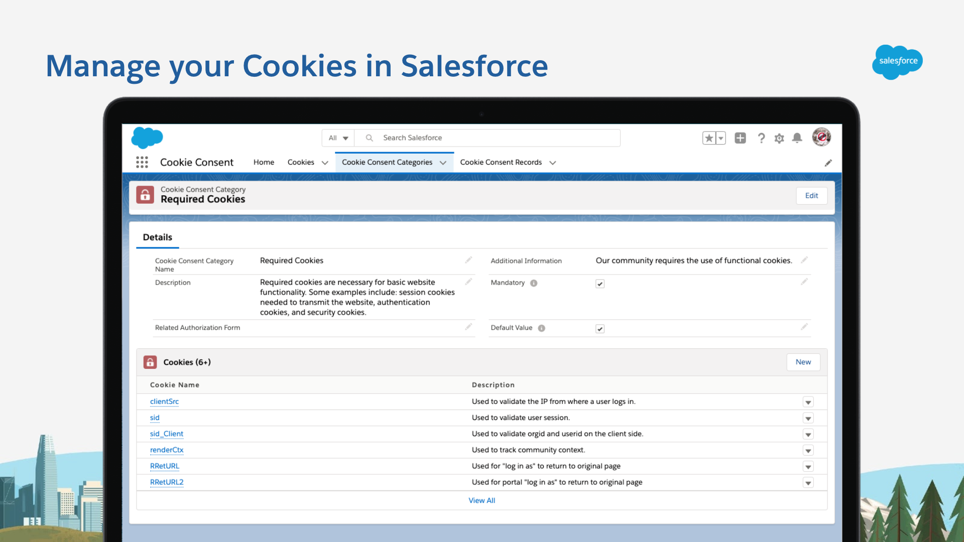 manage cookies as data in salesforce