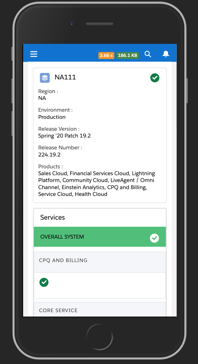 services info screen phone