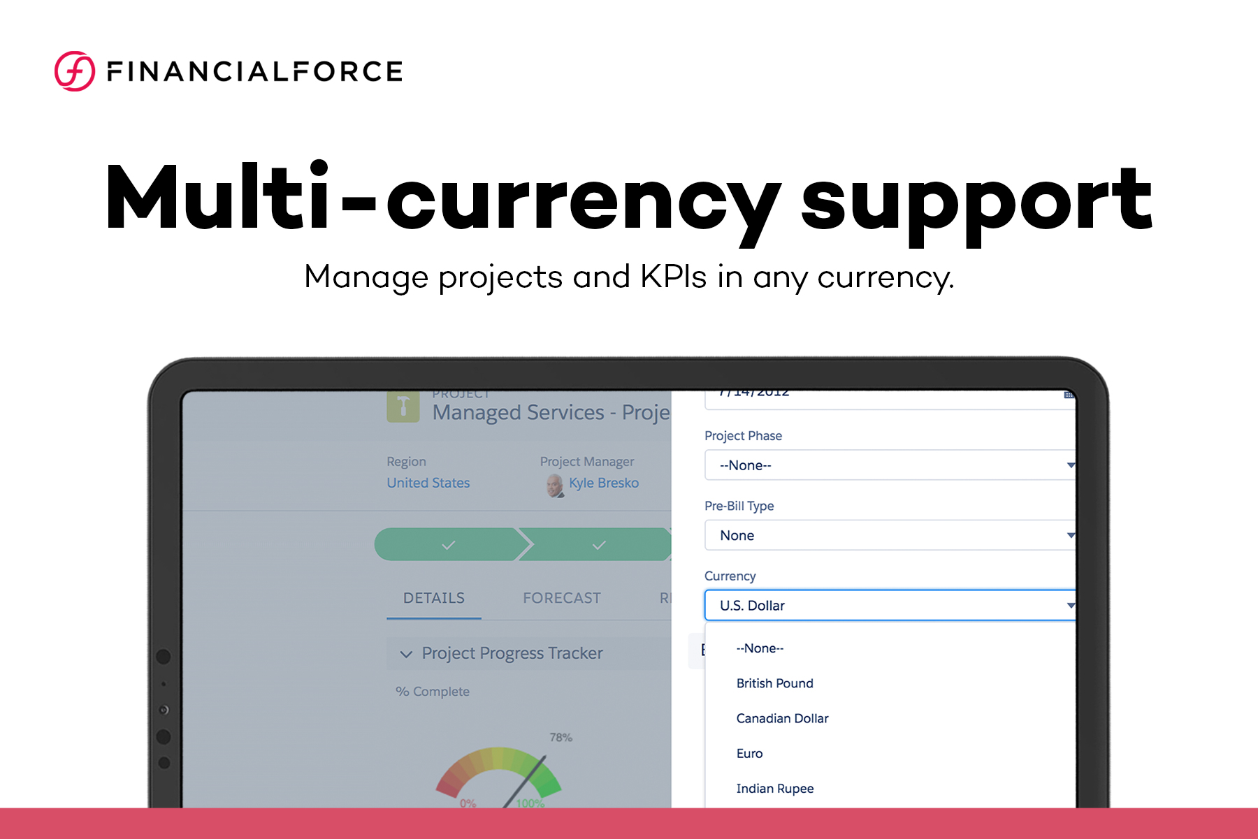 manage projects and kpis in any currency