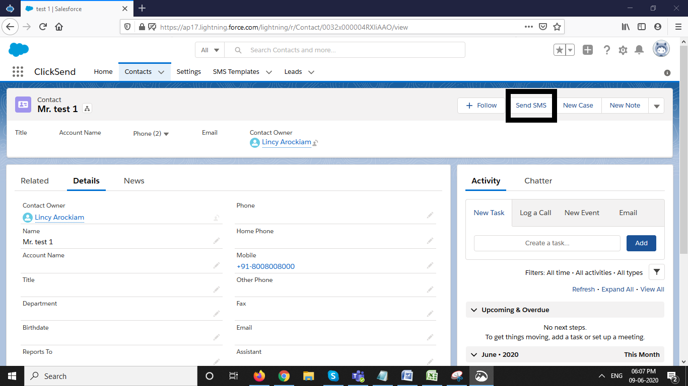 contact detail button