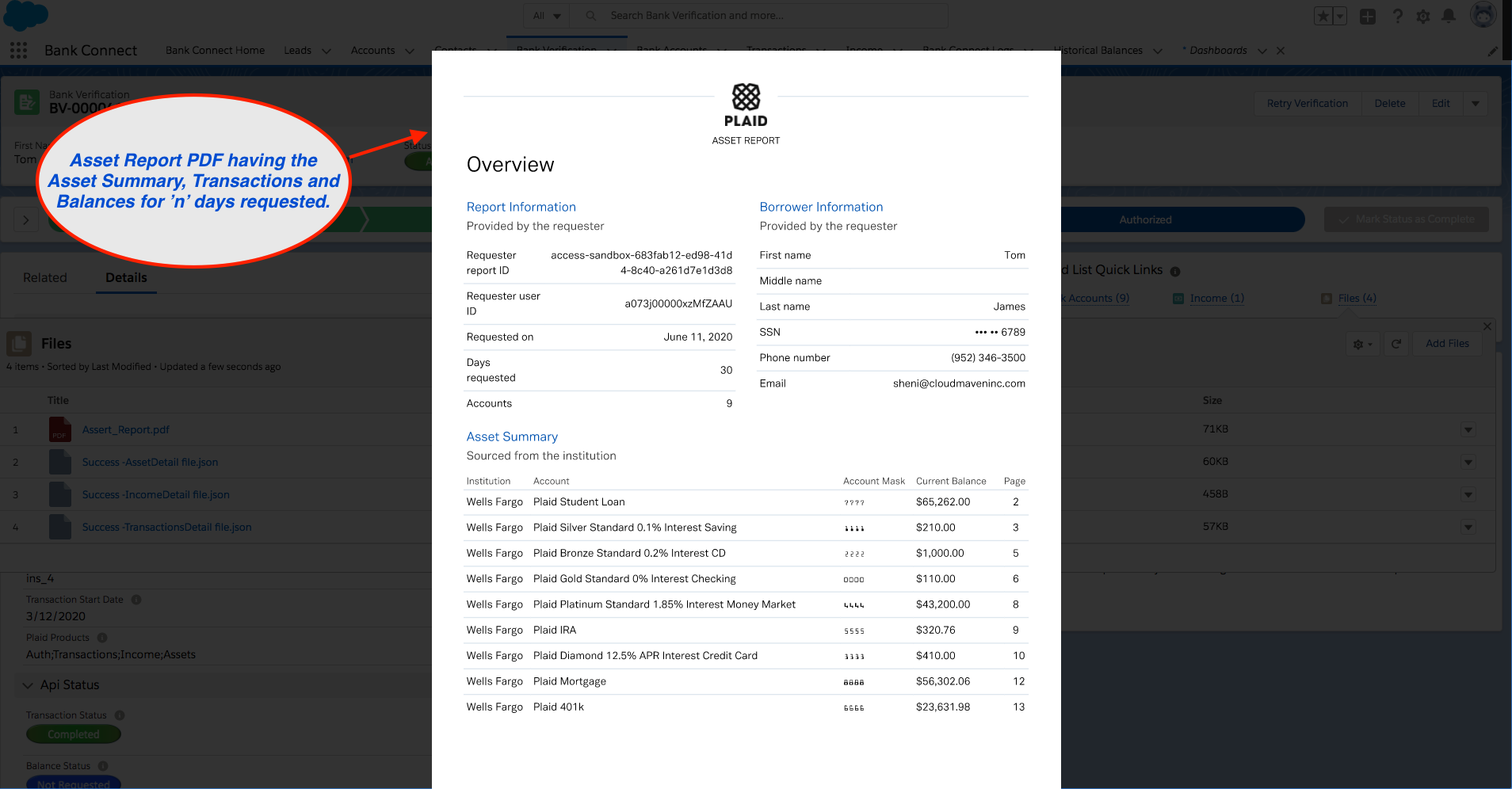 asset report includes account balances historical transactions account ...