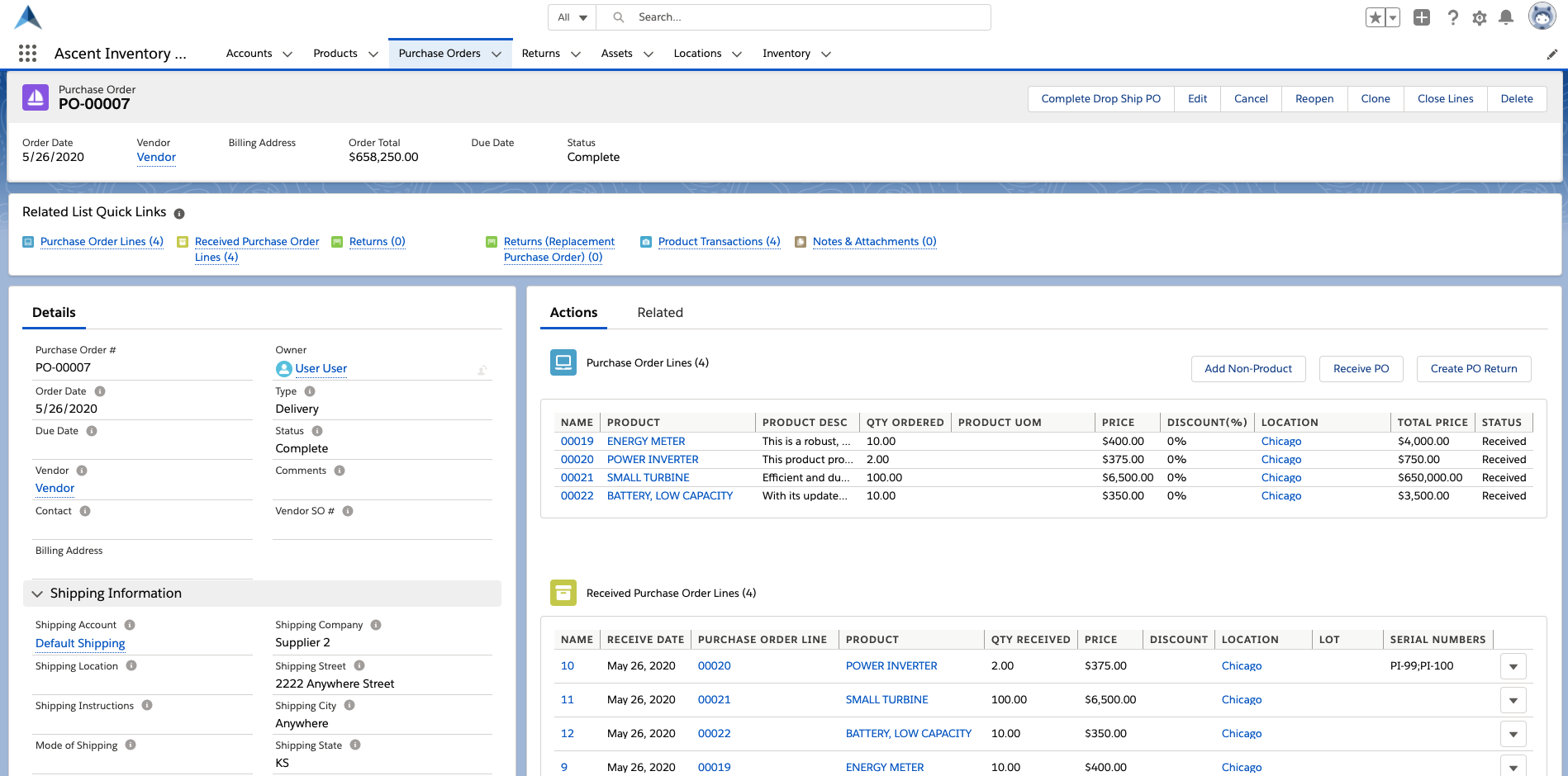 im purchase order details
