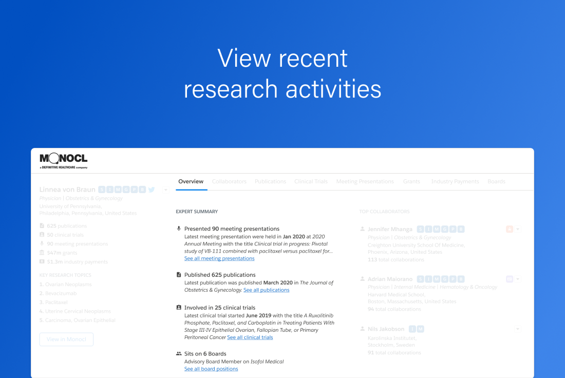 monitor recent research activities and scientific impact to establish ...