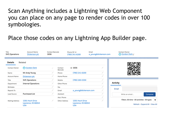 a lightning web component is included to render codes on page
