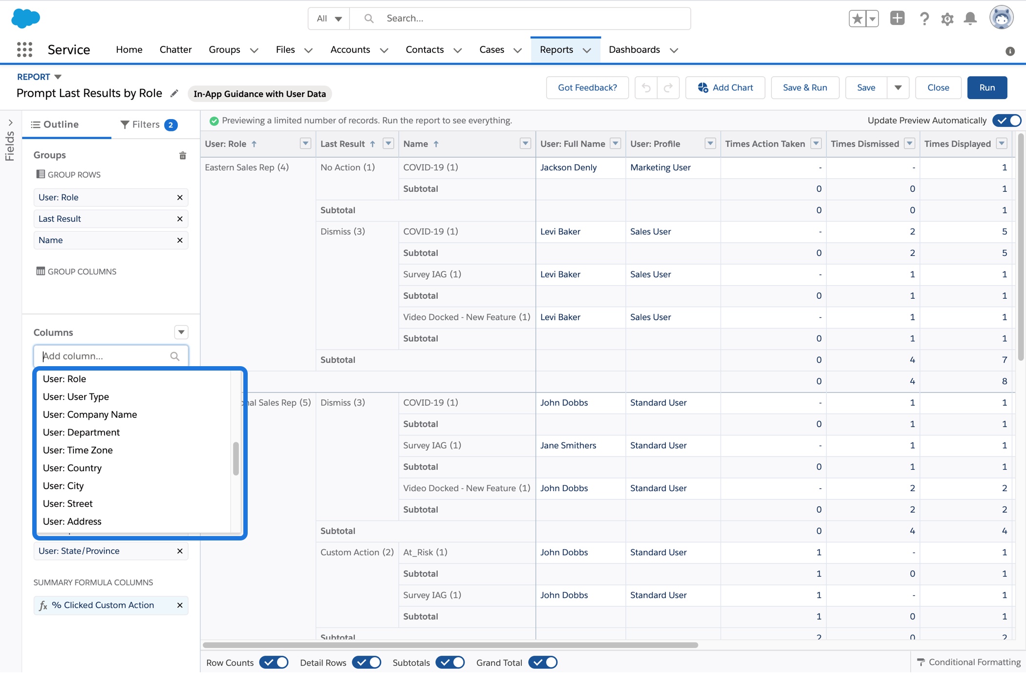 In-App Guidance Dashboard: Prompt Engagement
