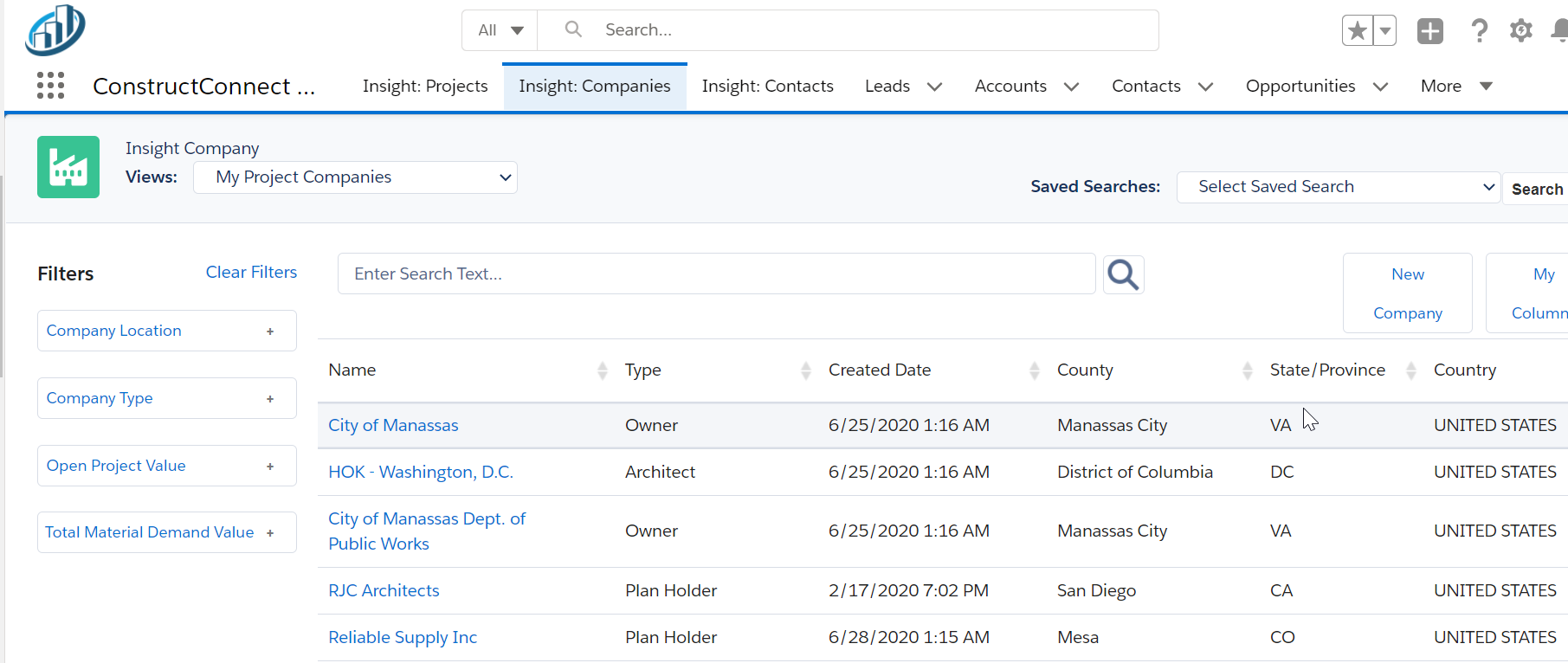 keep track of the companies you work with directly within salesforce