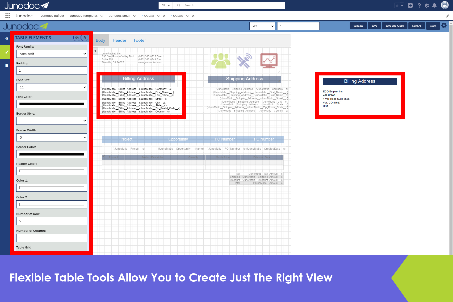 flexible table tools allow you to create just the right view