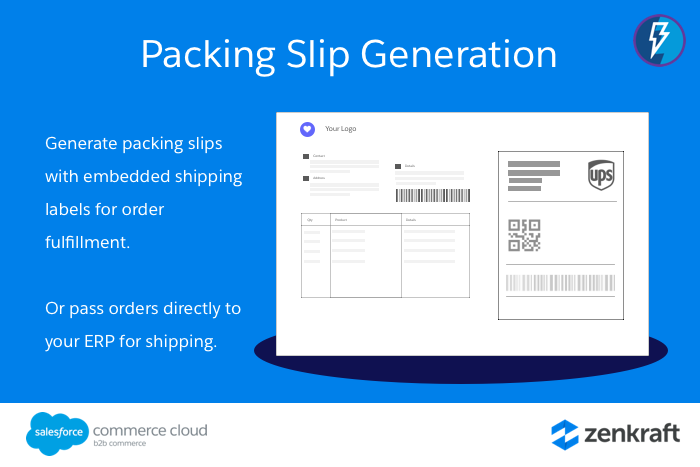 packing slip generation order fulfillment for b2b commerce
