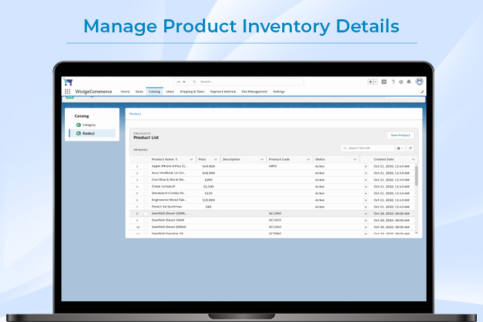 back end manage product inventory details