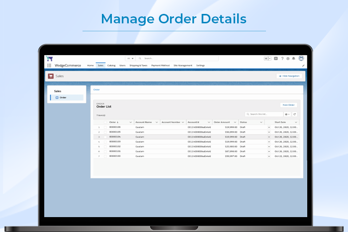 back end mannage order details