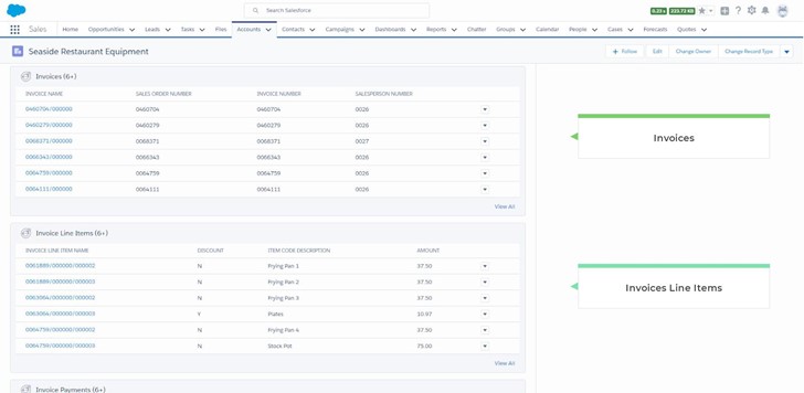 sales order screen with account object