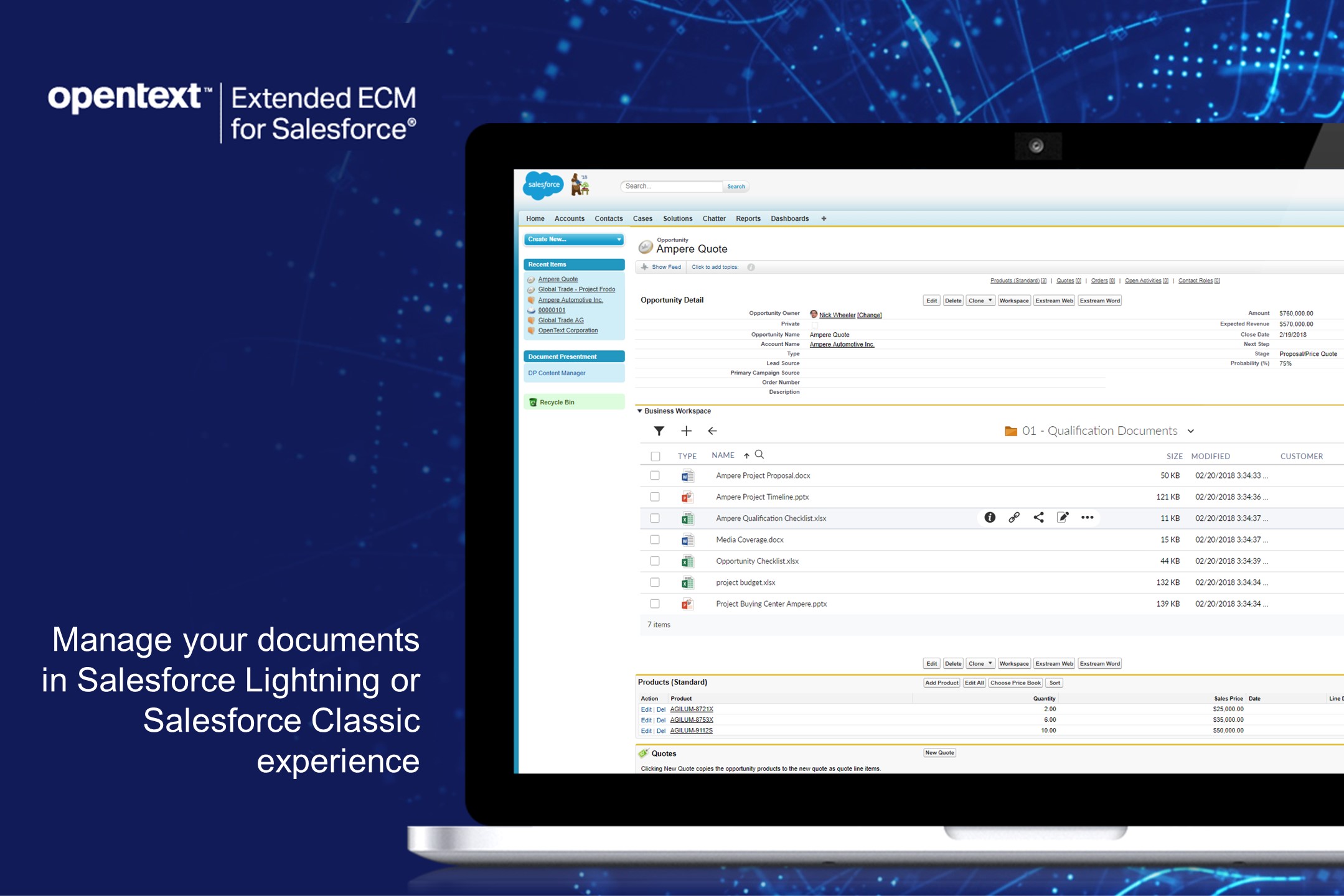 sfdc 連携 コンテンツ 管理 opentext extended ecm for salesforce