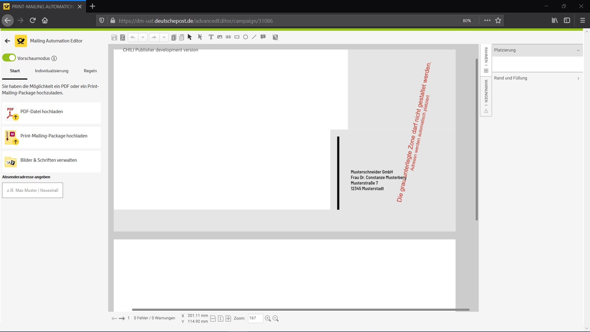 print mailing automation editor
