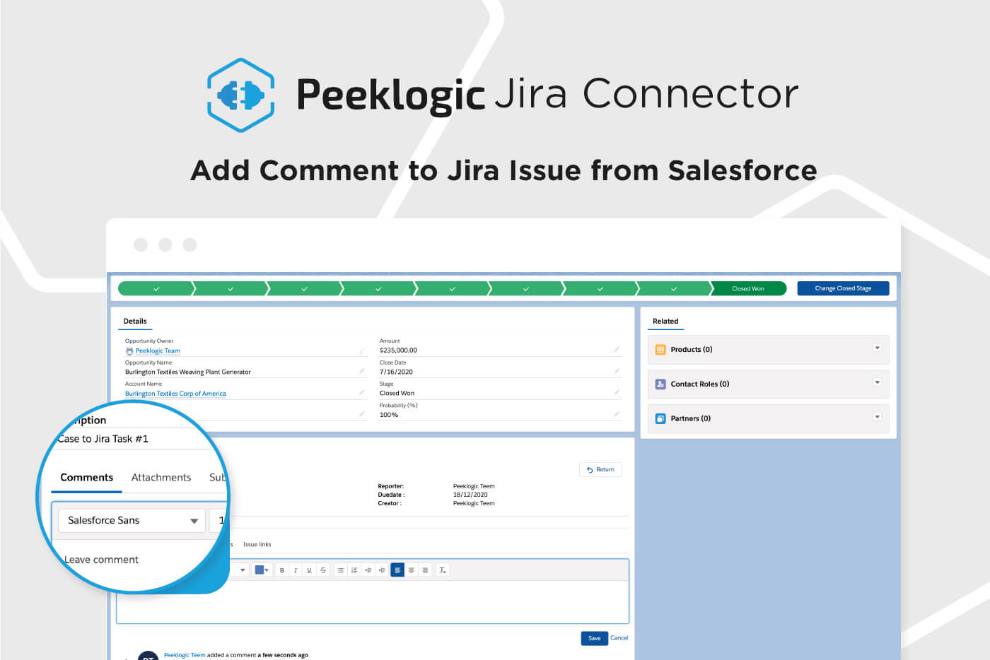 add comment to jira issue from salesforce
