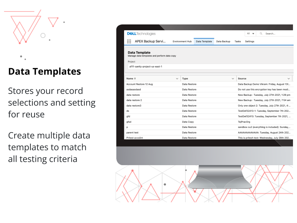 save multiple data templates to reuse over and over