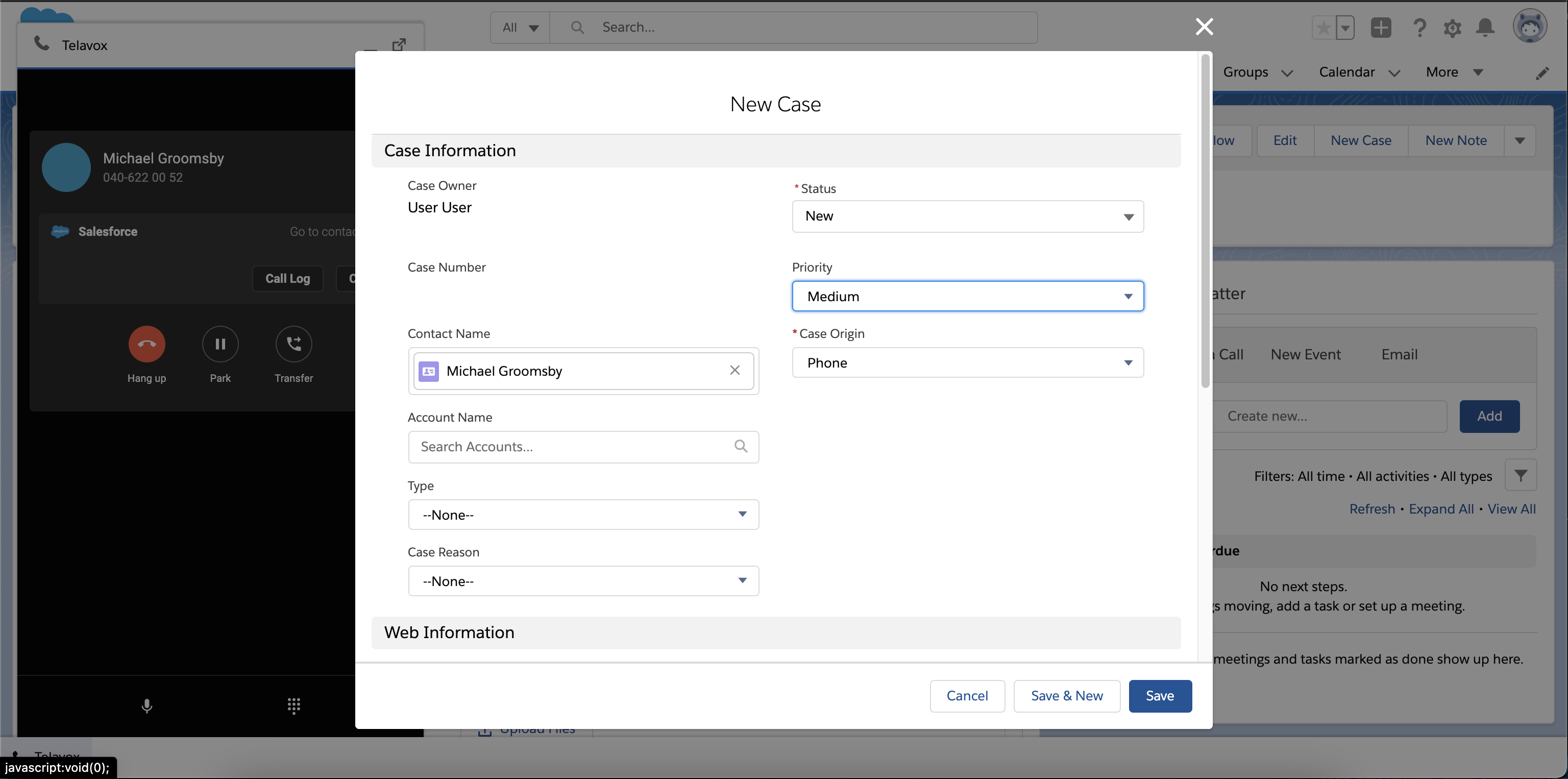 telavox cti allows you to create a new case or task with pre populated ...