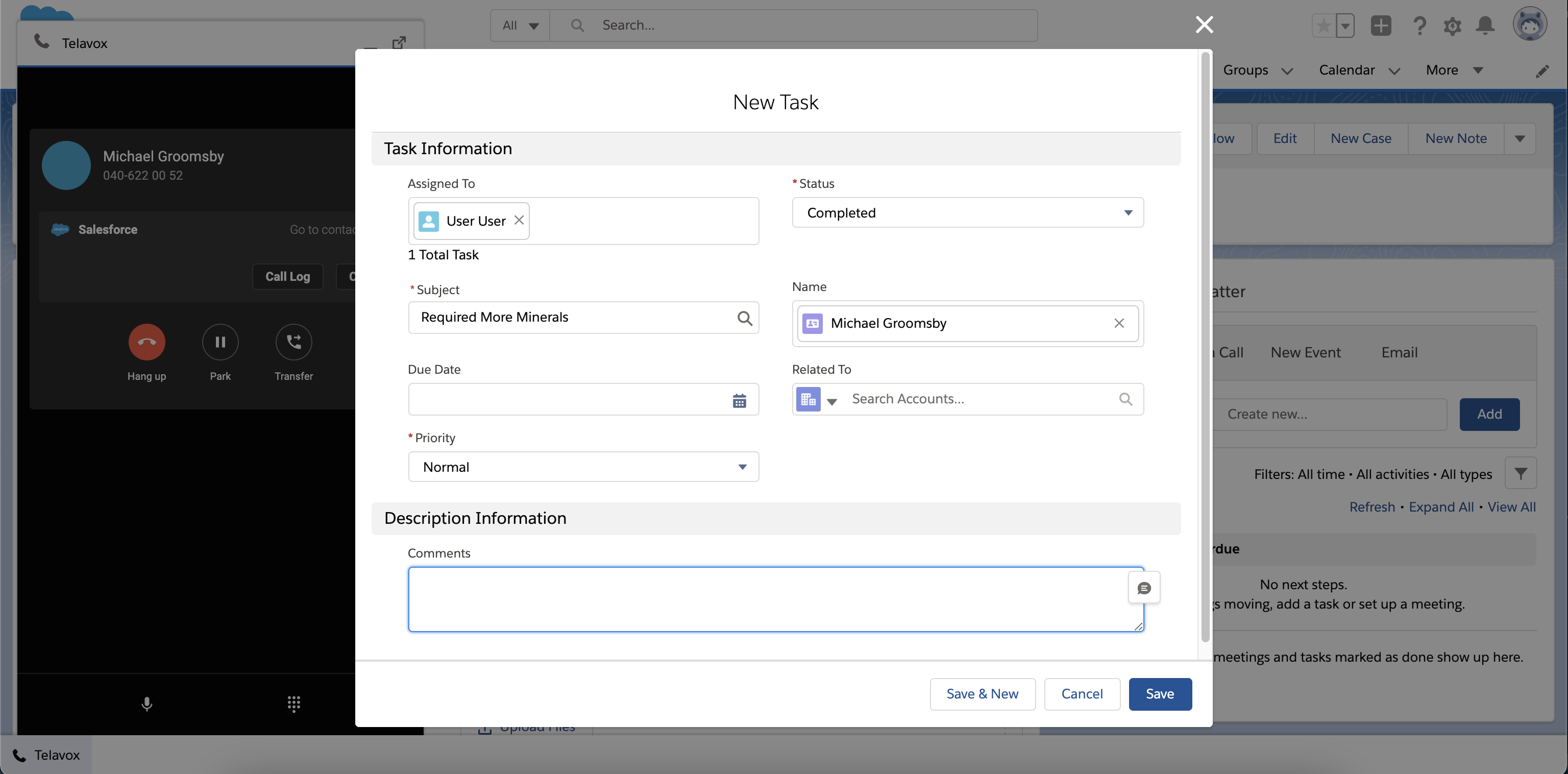telavox cti allows you to create a new case or task with pre populated ...