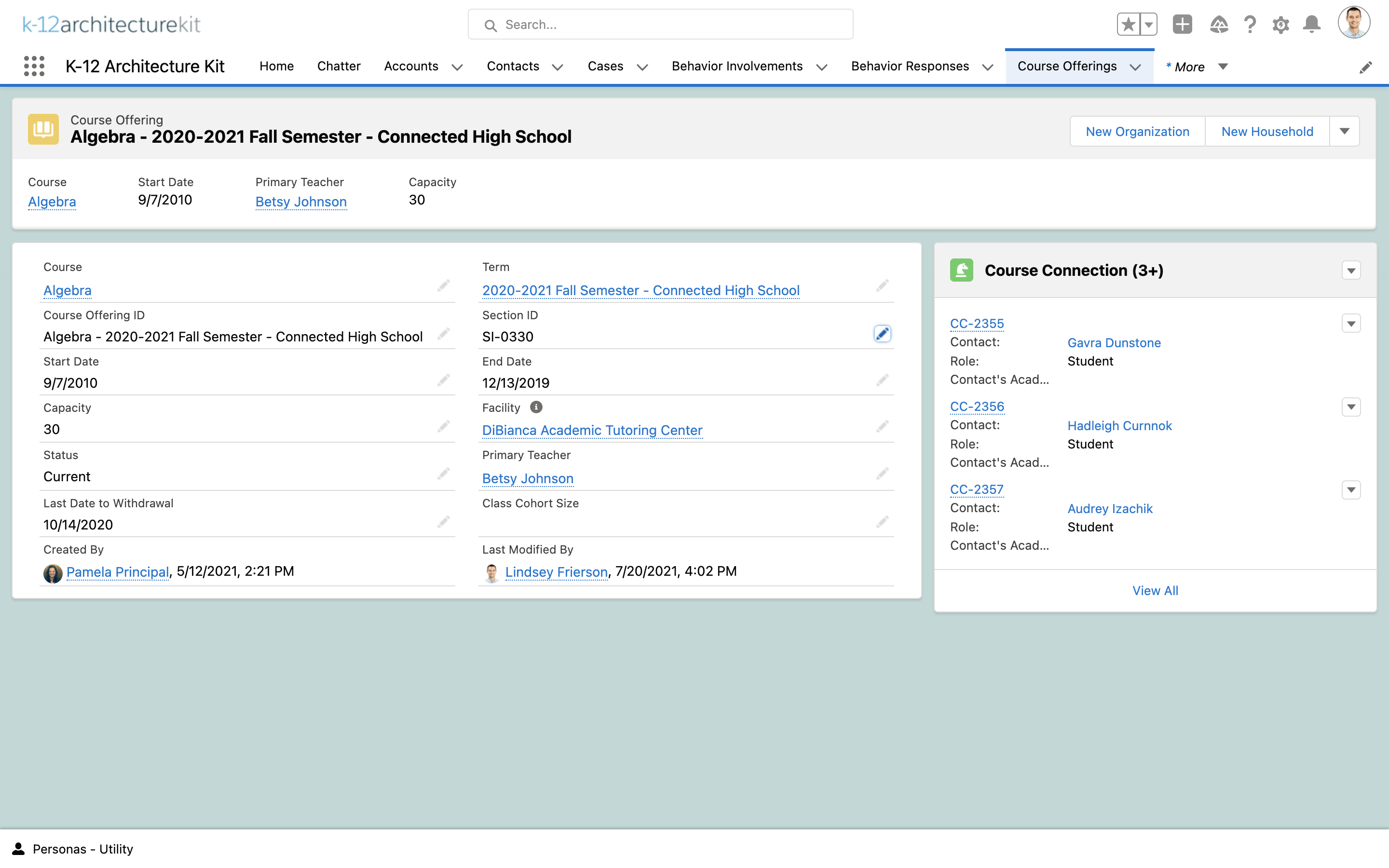 track courses and course offerings