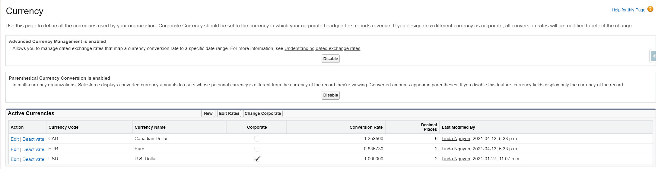 fx rates loaded directly into salesforce