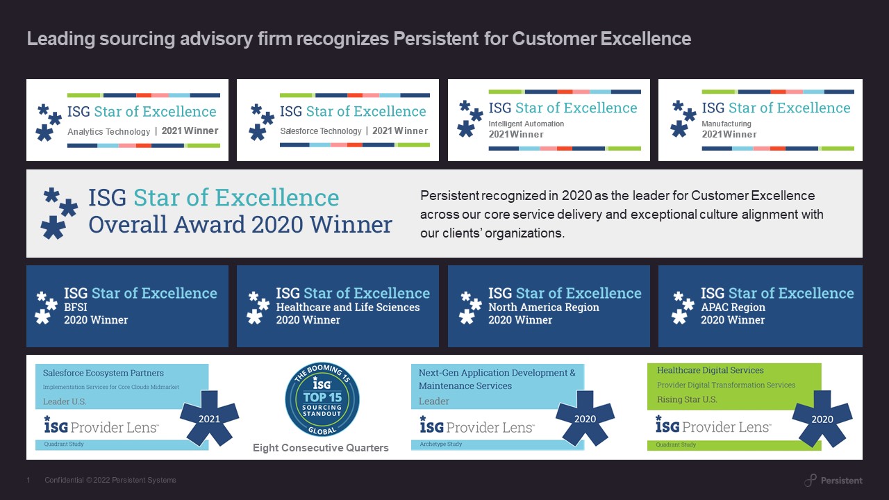 persistent wins isg 2020 star of excellence award amongst others