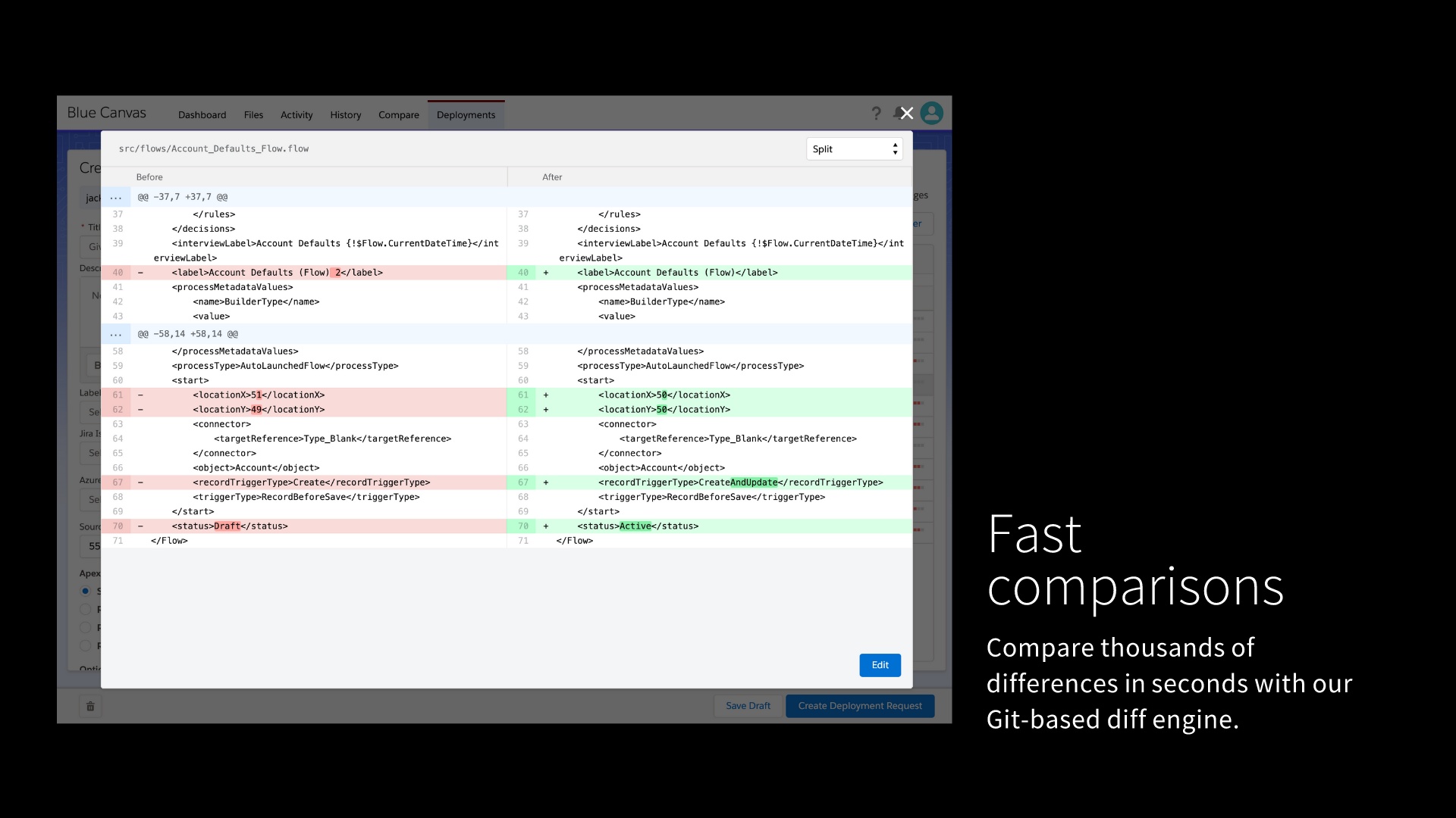 git makes comparisons fast