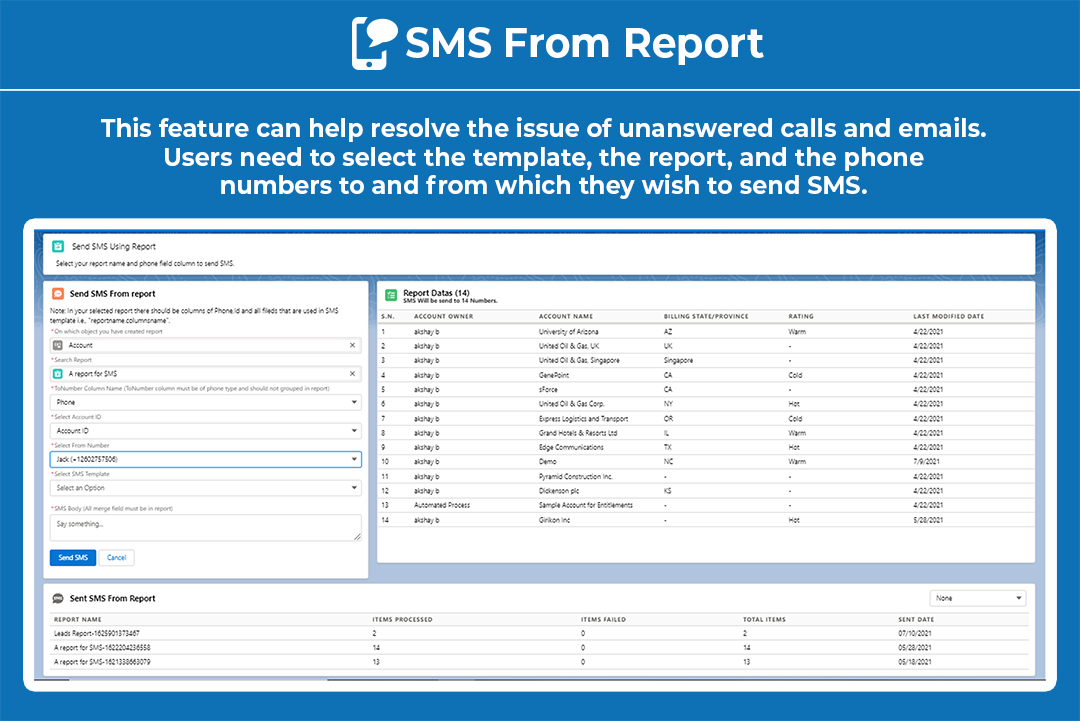 bulk sms from report