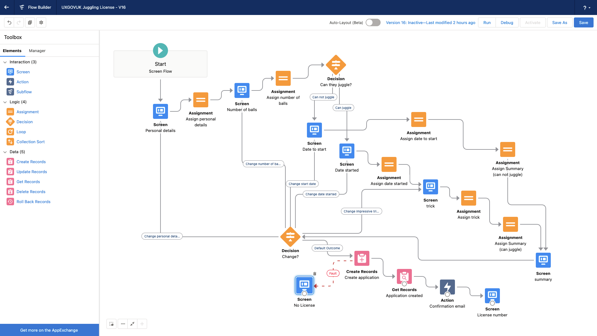 support dynamic processes in visual builder with salesforce flow