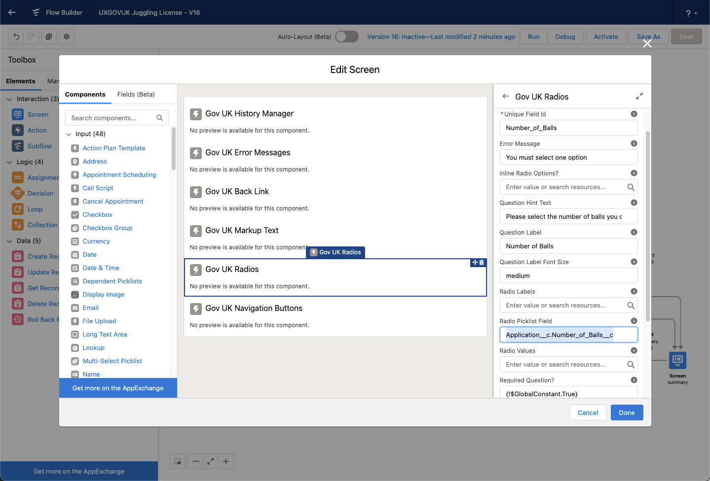 populate radio options directly from salesforce object field definitions