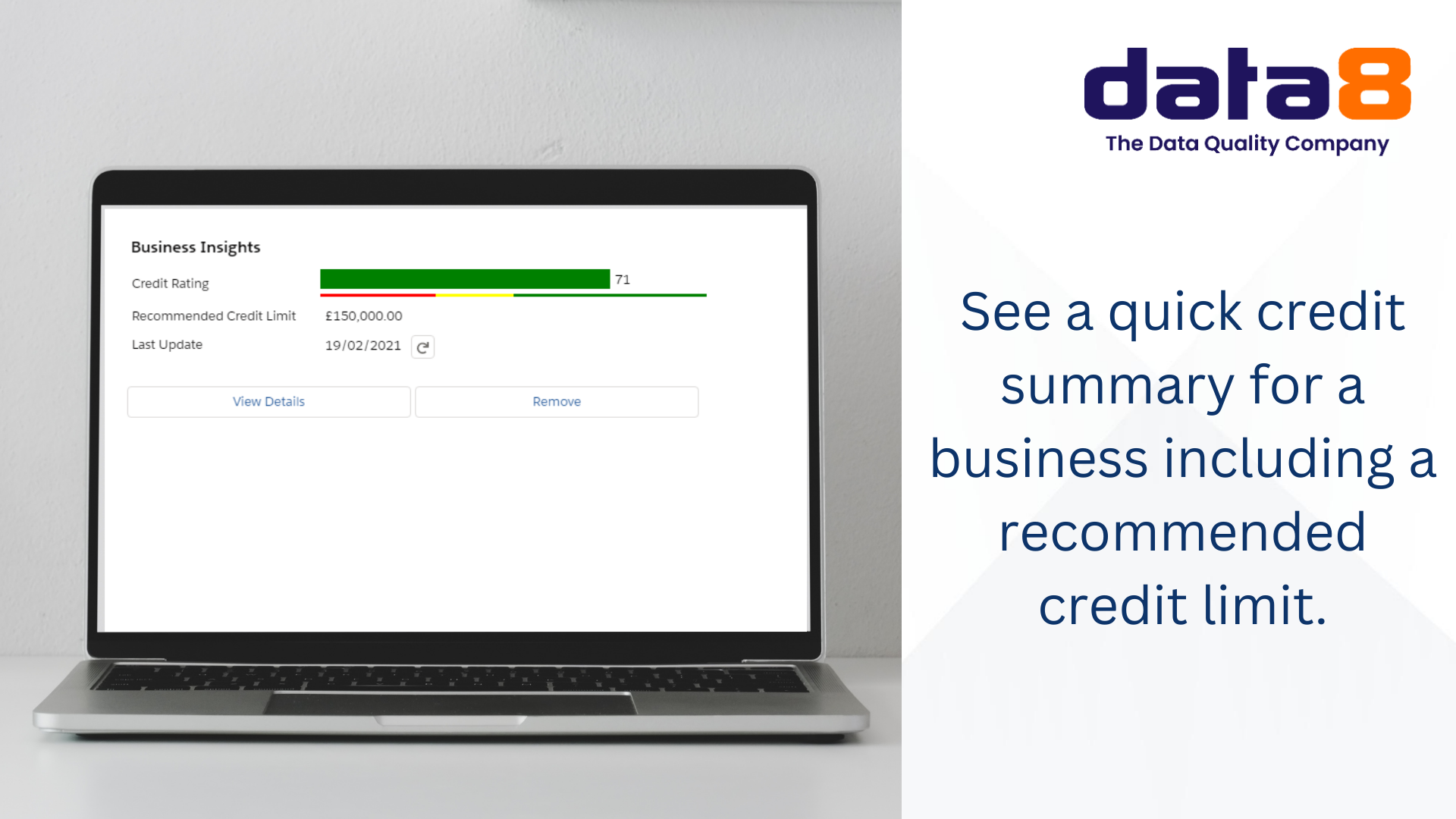 see a quick credit summary for a business including a recommended ...