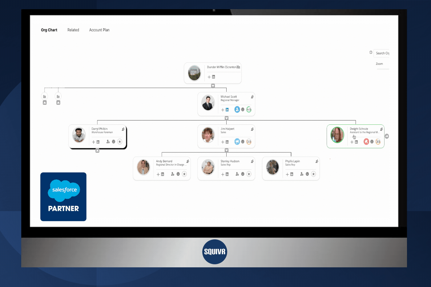manage your accounts contacts and relationships across your entire revenue team via org chart
