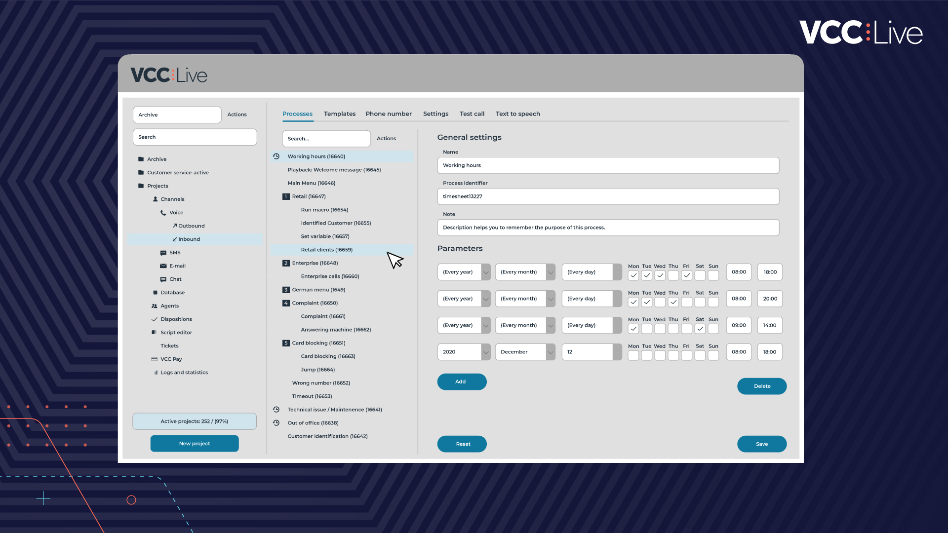 vcc live allows you to easily set up unlimited ivrs and skill based routing