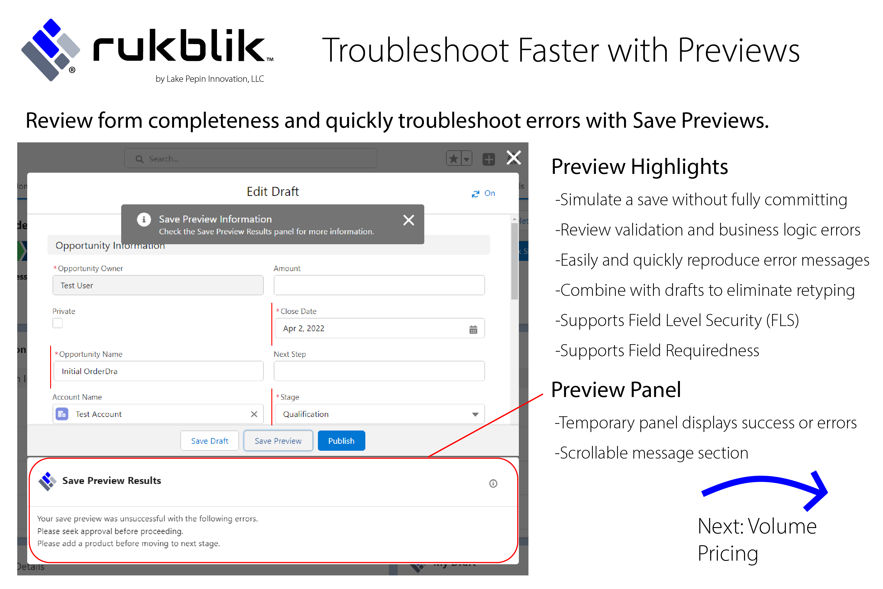 review form completeness and quickly troubleshoot errors with save previews