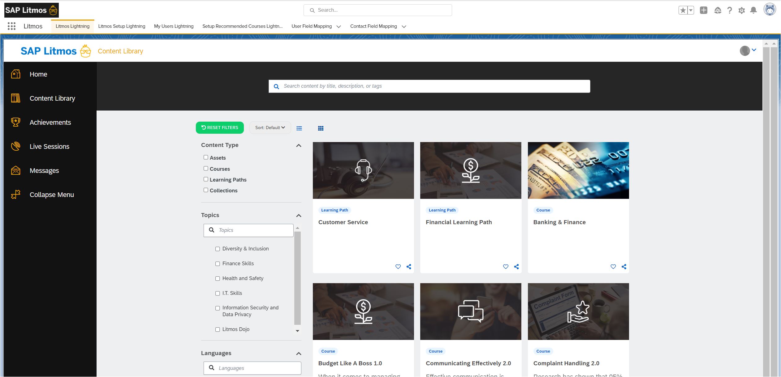 litmos learner view within salesforce