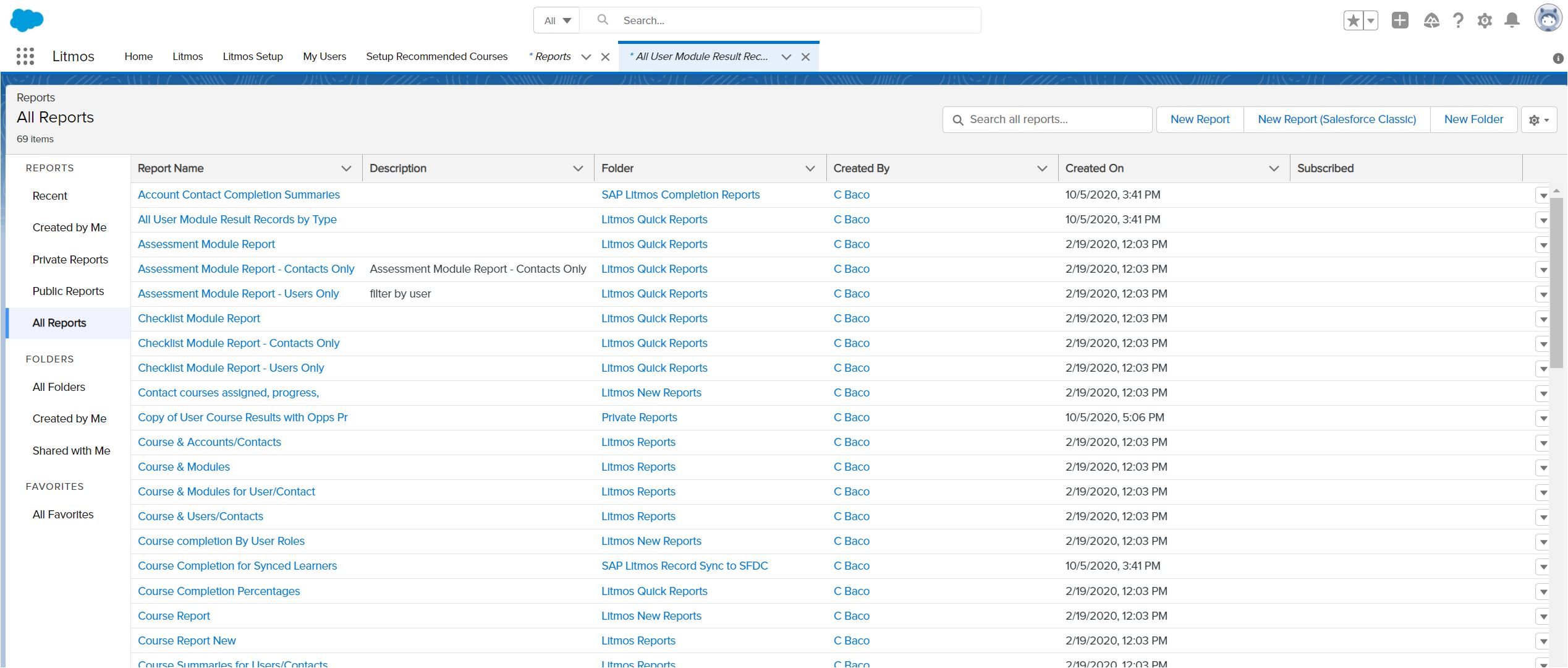 native reports within salesforce view